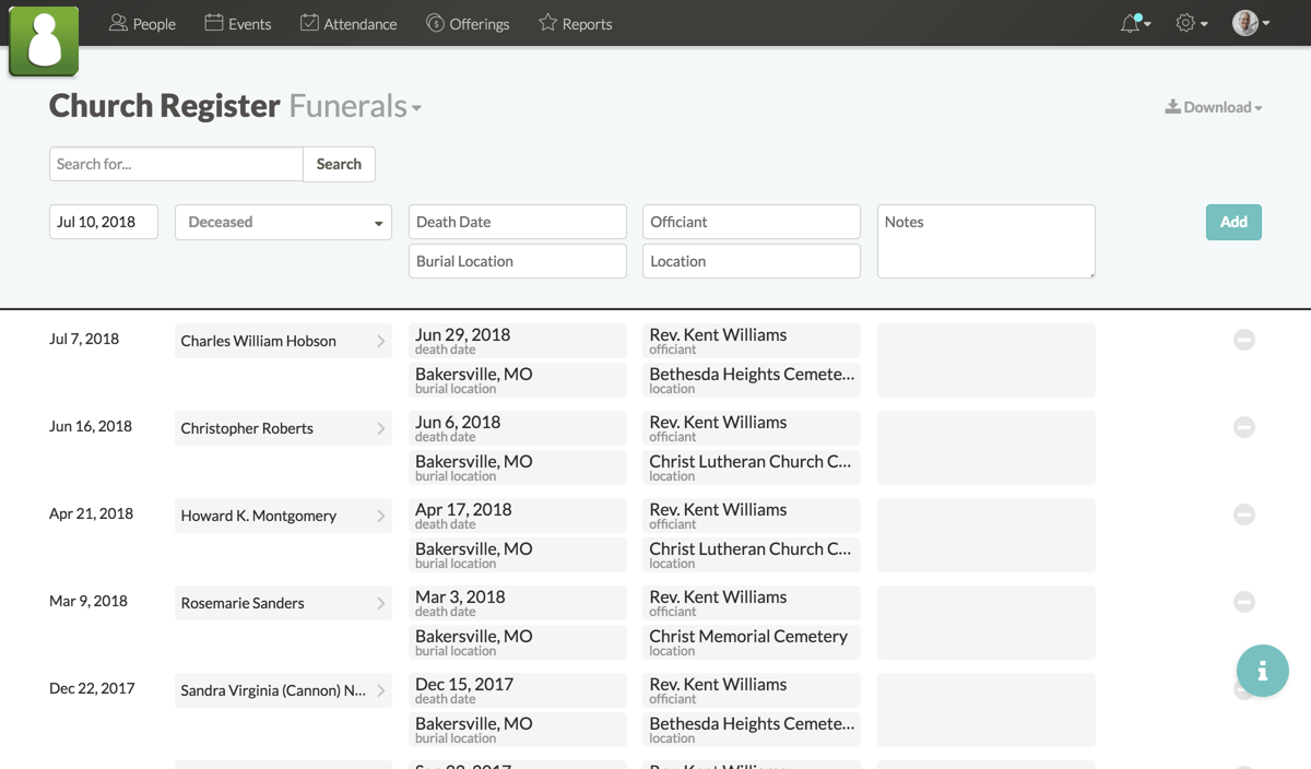 Sacrament Tracking for Churches | Baptisms, Weddings, & More