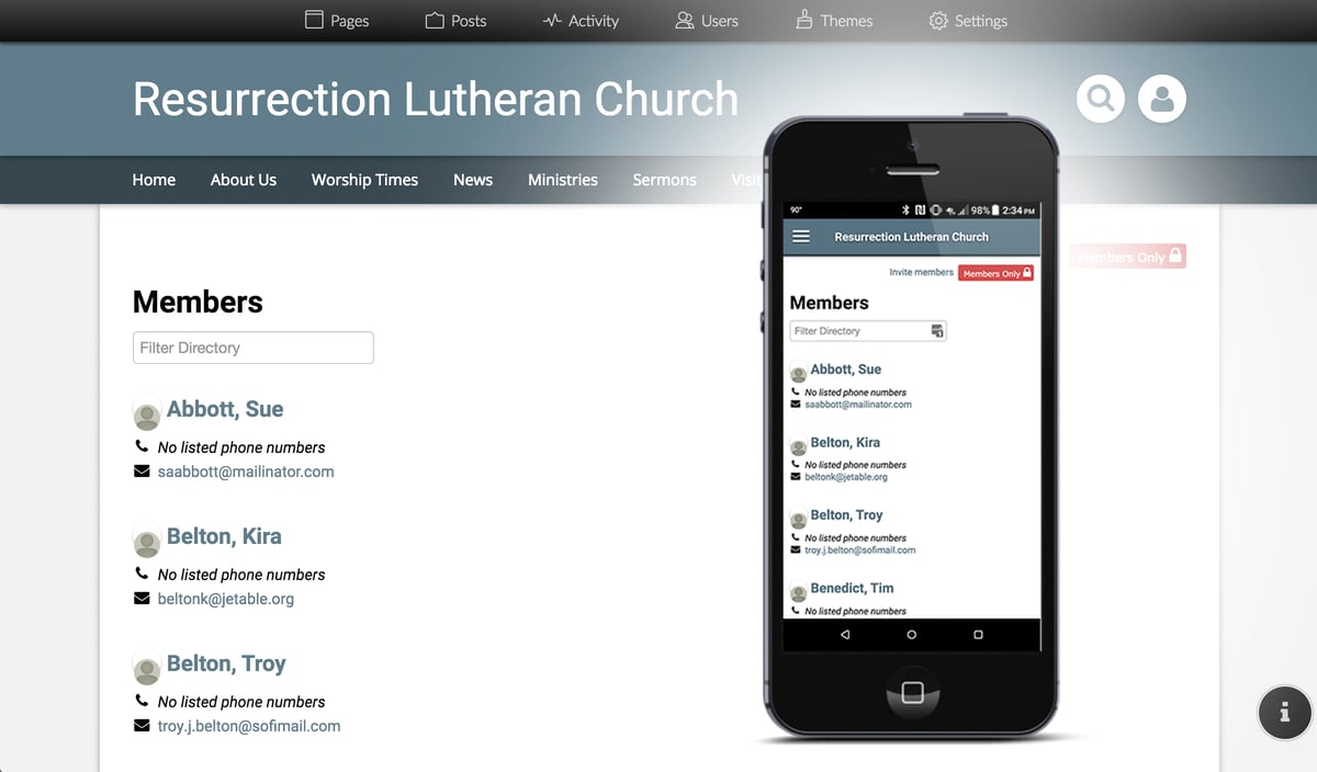 Online Church Directory Tools | Secure Online Member Info